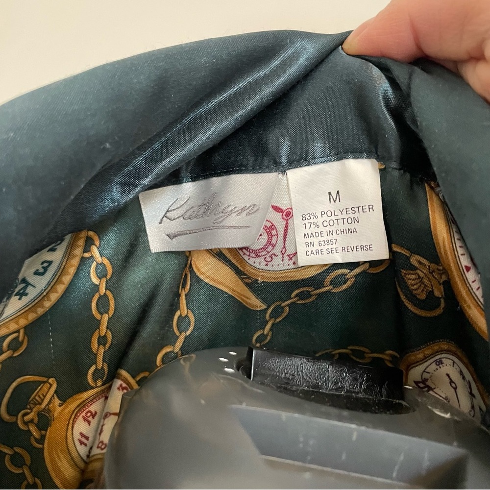 Kathryn Vintage 80s Pajamas Clock Print Satin Dress B… - Gem